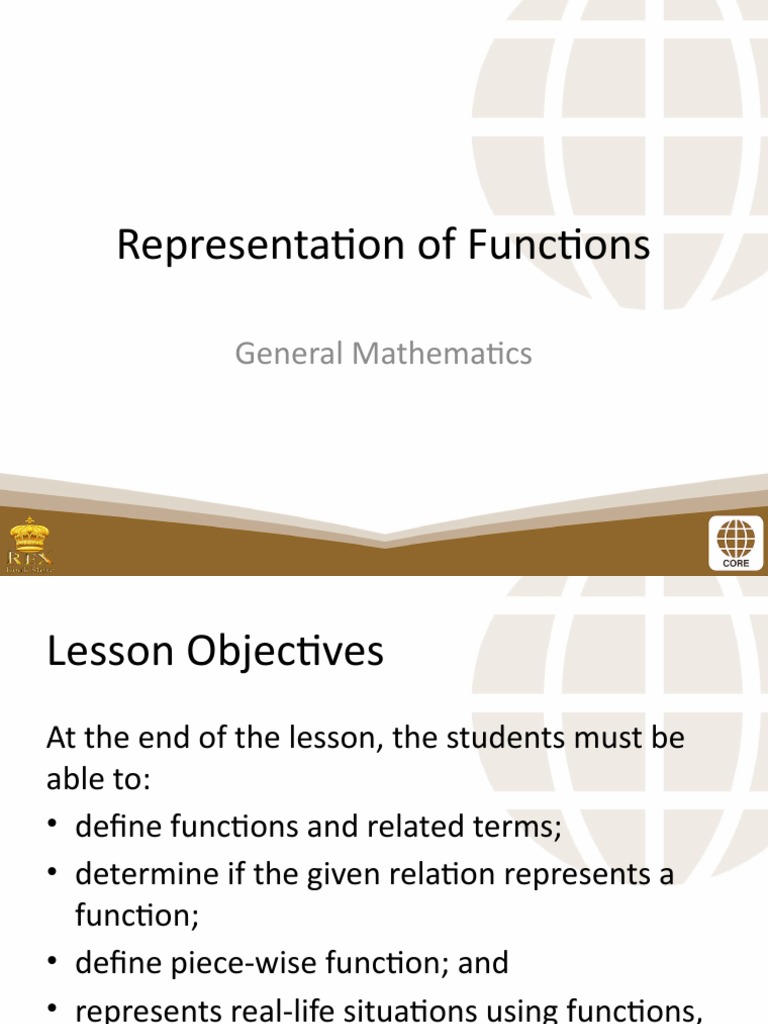 Representation of Functions: General Mathematics | PDF | Function (Mathematics) | Equations