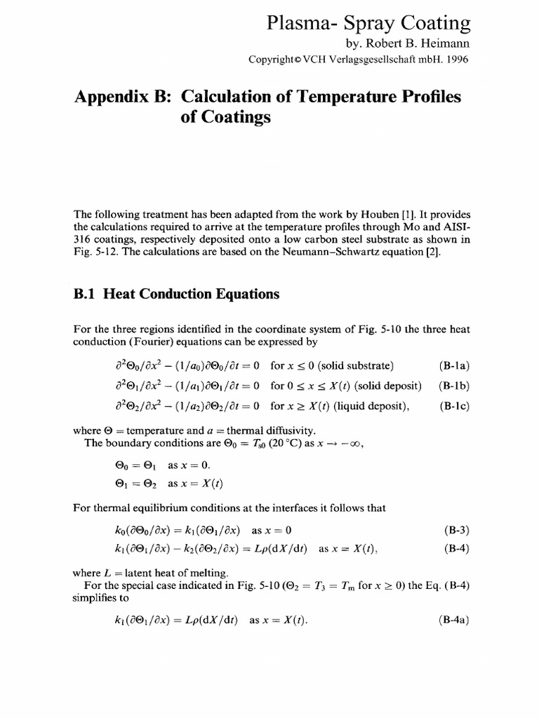 Appendix Calculation of Temperature Profiles of Coatings: B.1 Heat ...