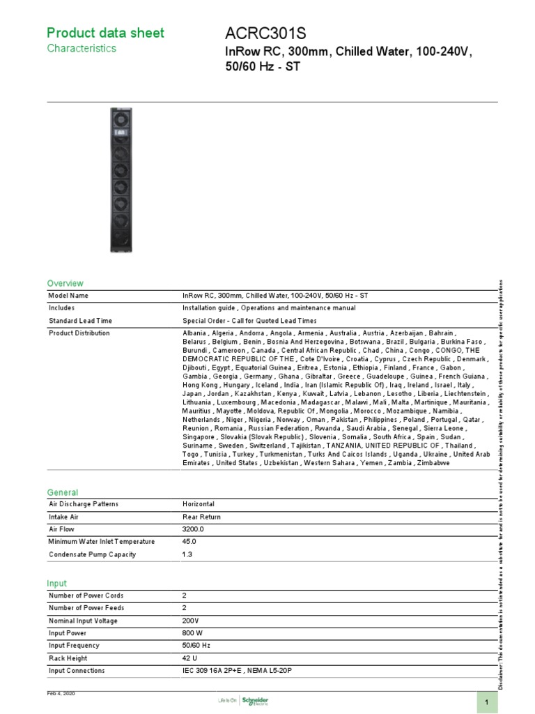 Uniflair Chilled Water InRow Cooling - ACRC301S - APC | PDF | Republic