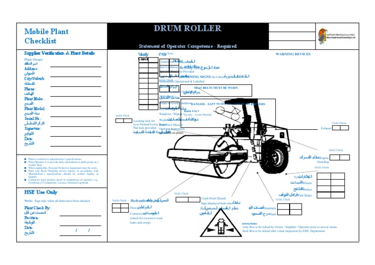 Drum Roller Safety and Compliance Checklist | PDF | Truck | Car Body Styles