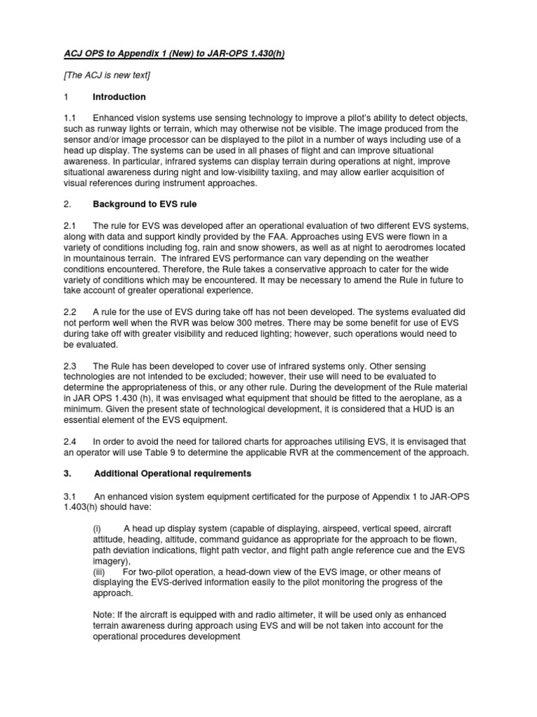 ACJ OPS To Appendix 1 (New) To EU-OPS 1.430 (H) PDF | PDF | Aviation ...