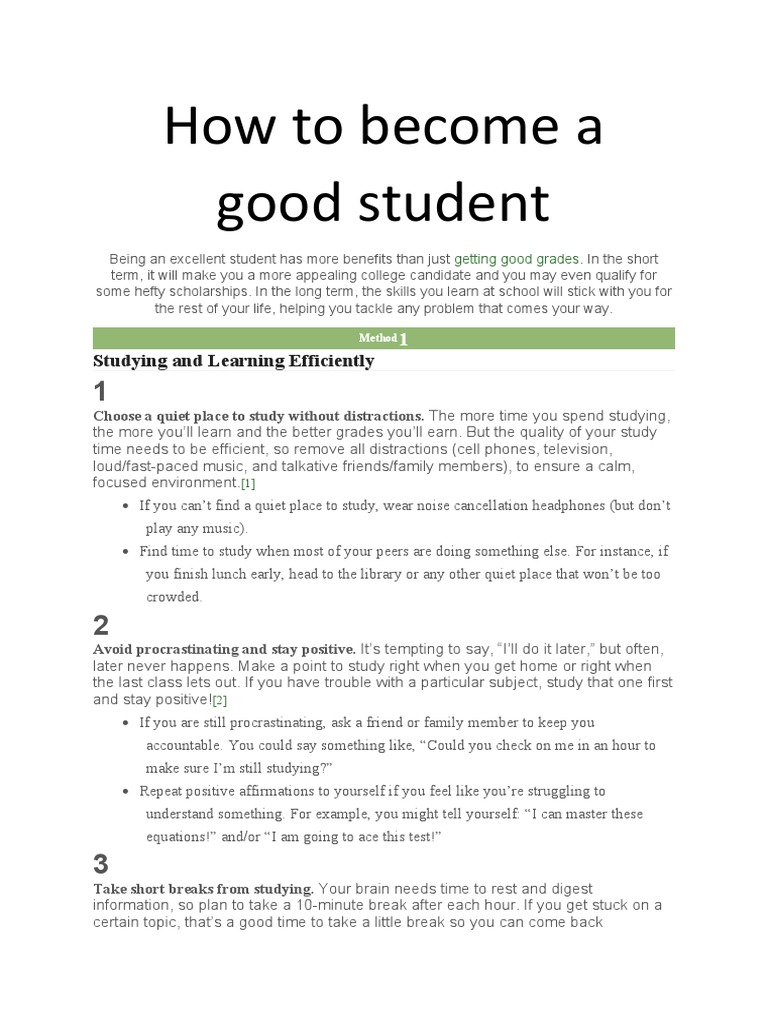 How To Become An Excellent Student | Download Free PDF | Human ...