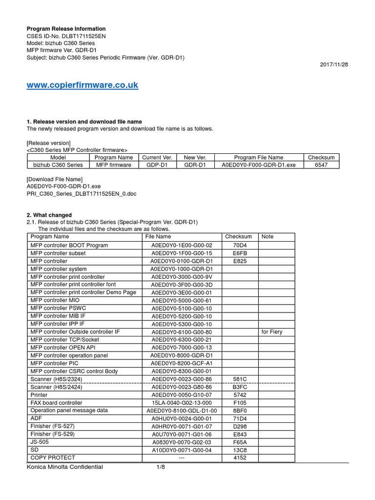 C360 C280 C220 Firmware Readme GDR-D1 PDF | PDF | Device Driver | Usb