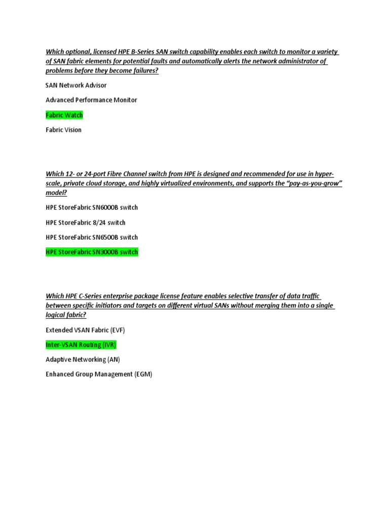 Introduction To SANs Test | Download Free PDF | Routing | Computer Network