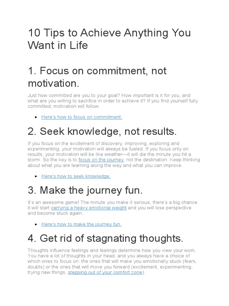 10 Tips To Achieve Anything You Want in Life | PDF | Feeling | Motivation