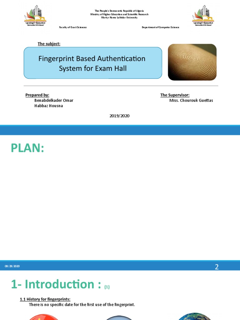 Fingerprint Based Authentication System For Exam Hall: The Subject | PDF | Fingerprint | Computing