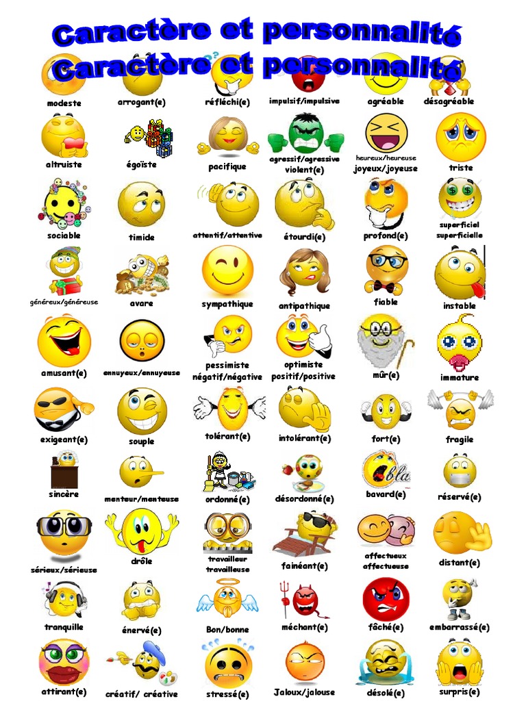Vocabulaire des traits de caractère | PDF