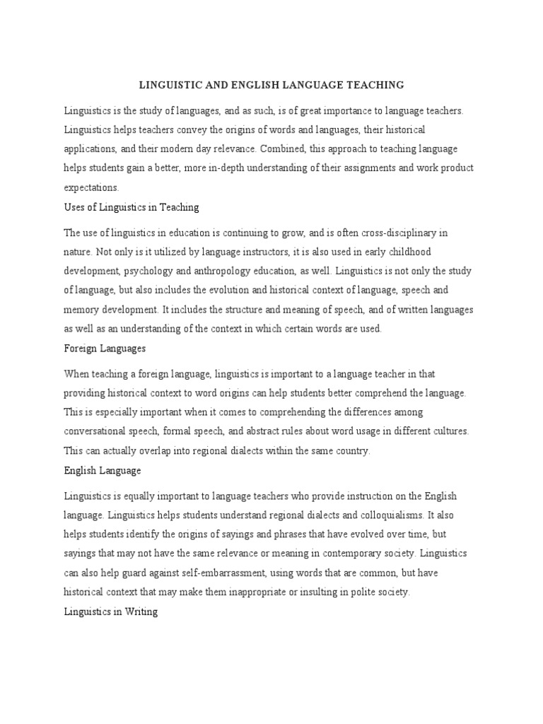 Definition Linguistic and English Language Teaching | PDF ...