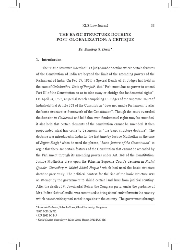 Basic Structure Doctrine | PDF | Supreme Court Of India | Social ...