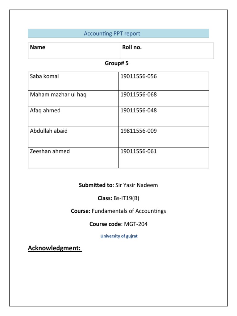 Accounting PPT Report | PDF | Debits And Credits | Cheque