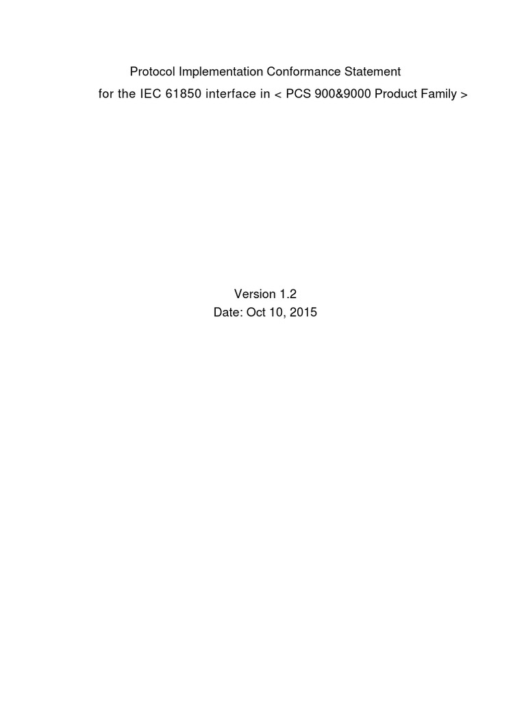 PICS For The IEC 61850 Interface in PCS 900 and PCS 9000 Product Family ...