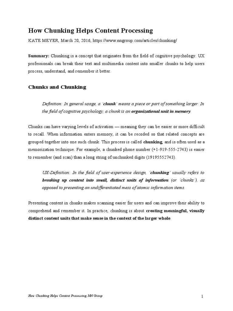 Enhancing Content with Chunking Techniques | PDF | Usability | Memory