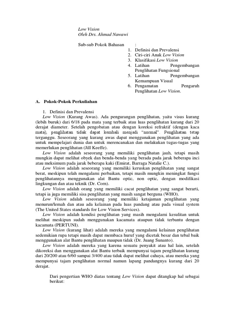 Low Vision Handout PDF | PDF