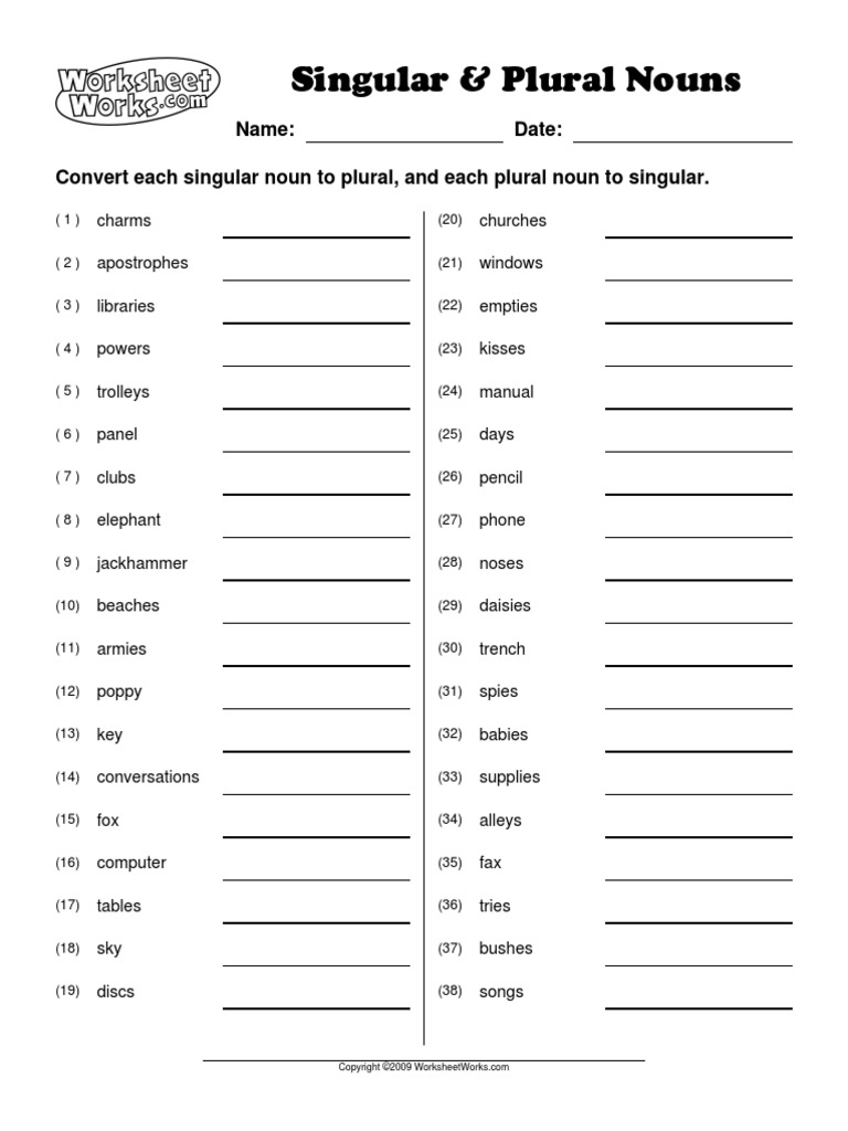 Singular and Plural Nouns WS3 PDF | PDF | Digital Technology | Software