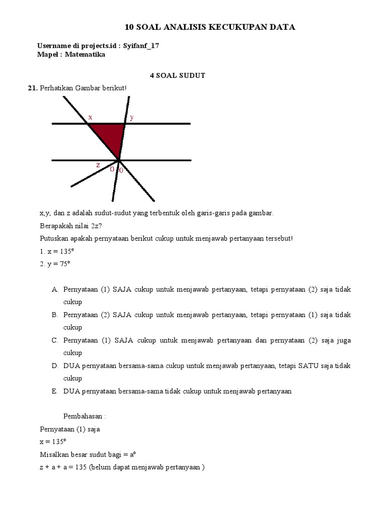 Soal Analisis Kecukupan Data | PDF