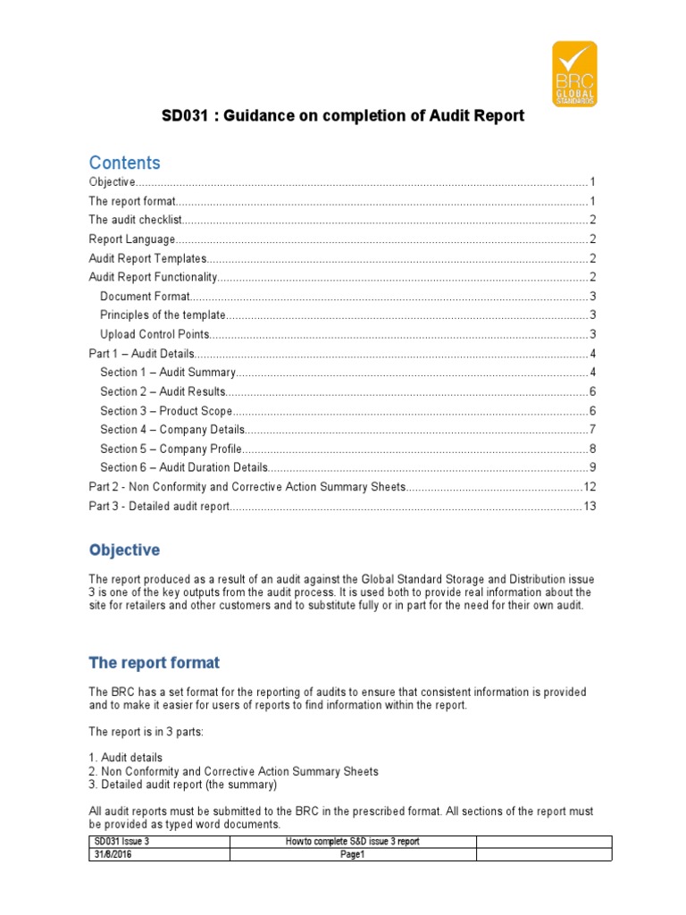 Audit Report Completion Guide SD031 | PDF | Auditor's Report | Internal ...