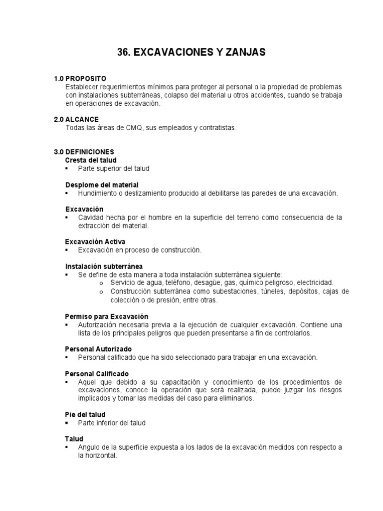 Excavaciones y Zanjas | PDF | Excavación (Arqueología) | Fundación ...