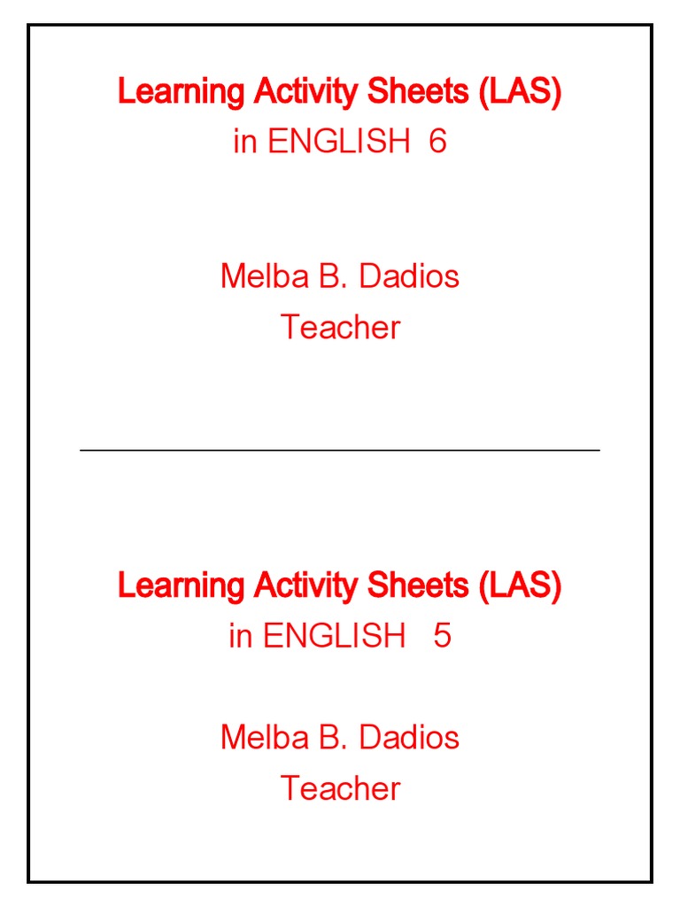 Learning Activity Sheets (LAS) in English 6 | PDF