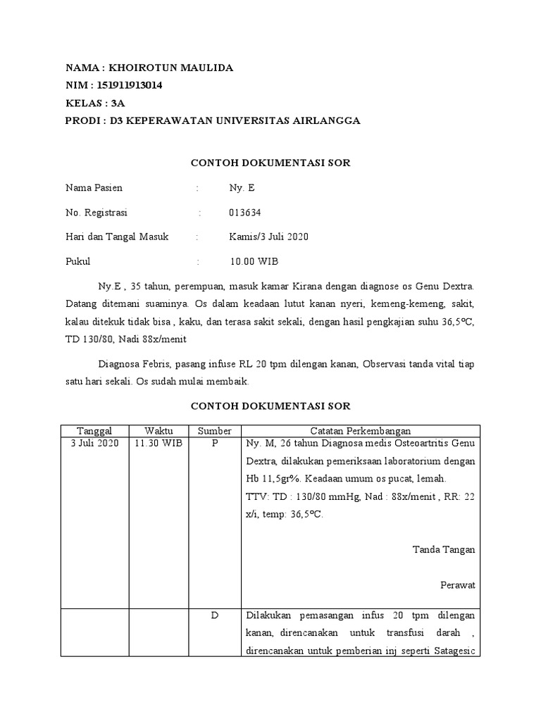 MODEL DOK KEP SOR Ny.E | PDF