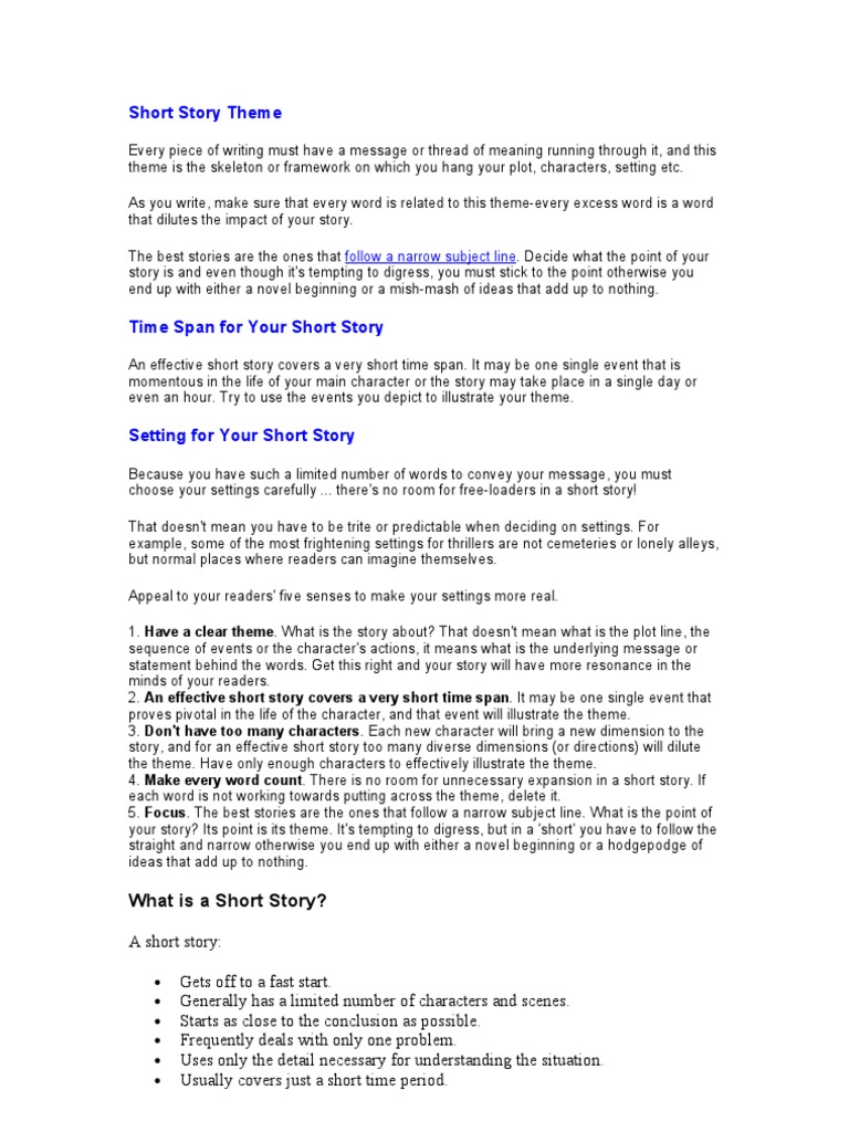 Short Story-Writing Tips | PDF | Narration | Plot (Narrative)