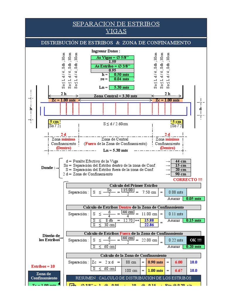 Distribución de Estribos en Vigas | PDF