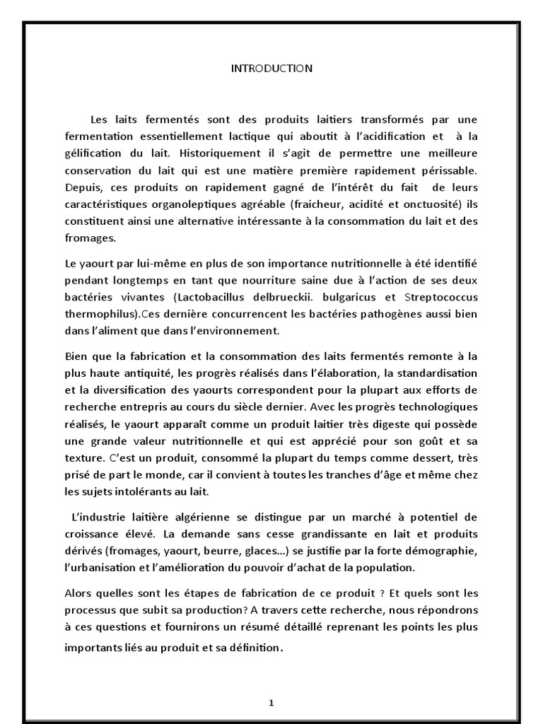 Fabrication et Valeur du Yaourt | PDF