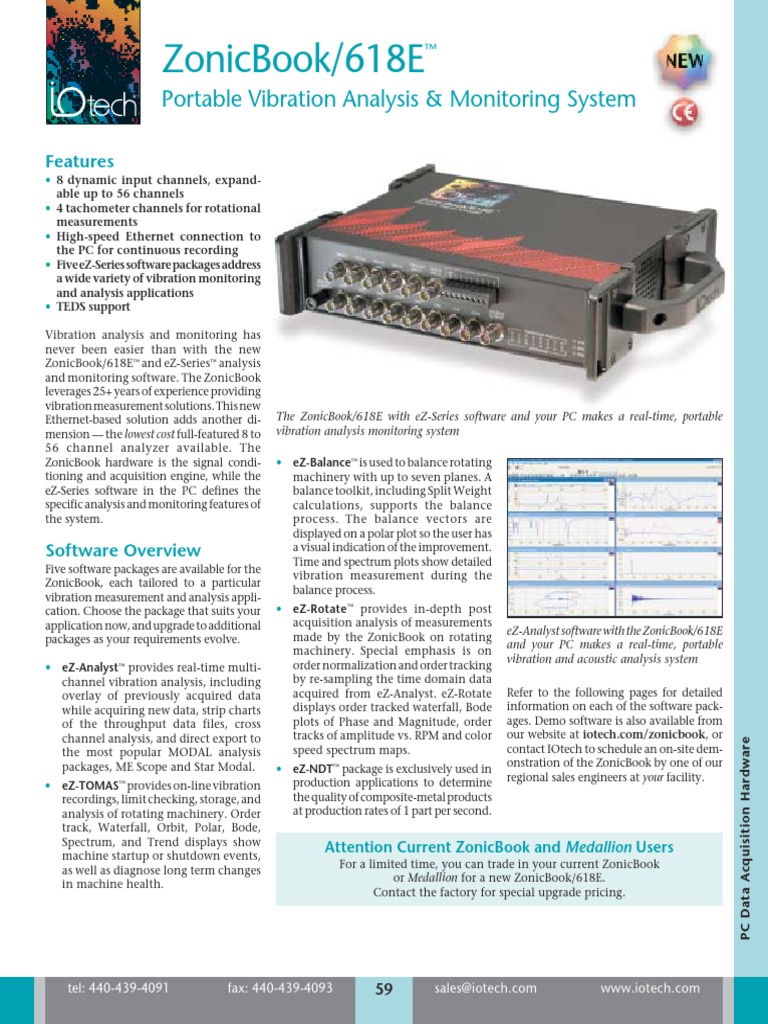 Zonicbook/618E: Portable Vibration Analysis & Monitoring System | PDF | Bandwidth (Signal ...