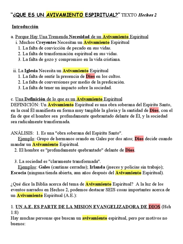 Que Es Un Avivamiento Espiritual | PDF | Renacimiento cristiano | Oración