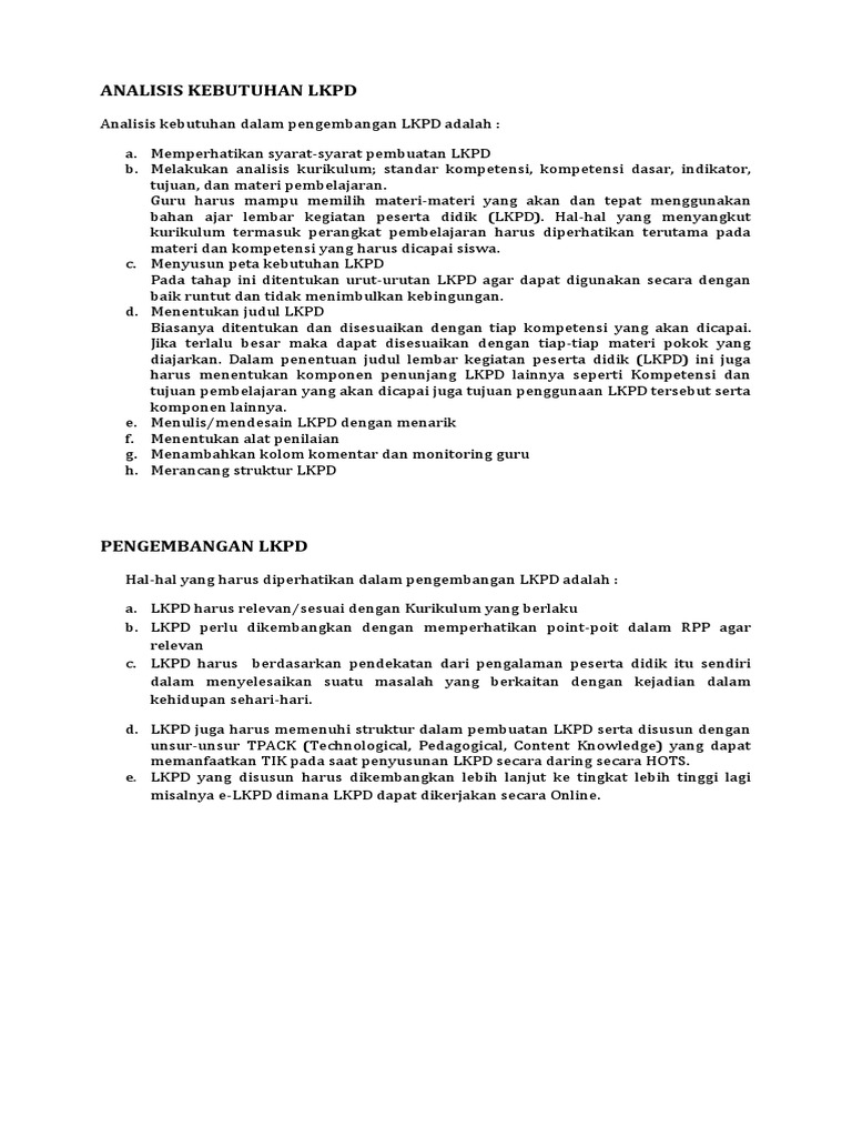 Analisis Kebutuhan LKPD & Pengembangan LKPD | PDF | Seni