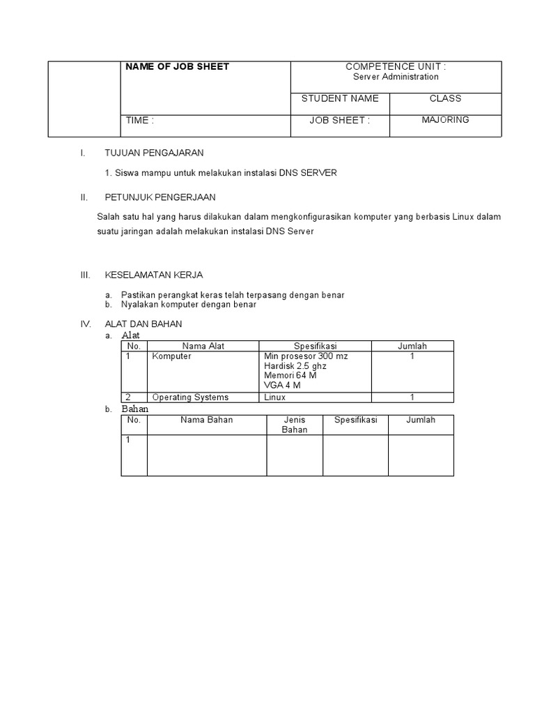 Job - Sheet - DNS (LKPD) Gigih Perkasa | PDF