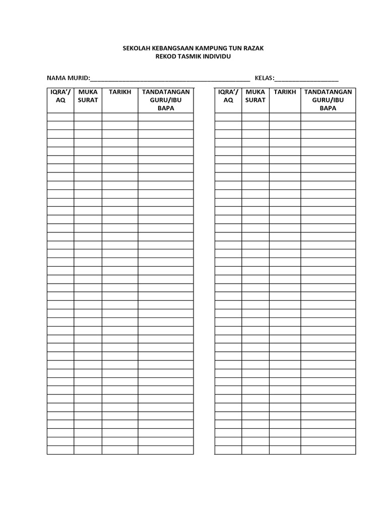 Rekod Tasmik PDF | PDF