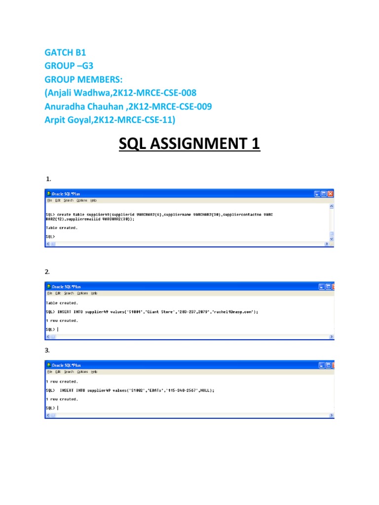 SQL Assignment 1 | PDF