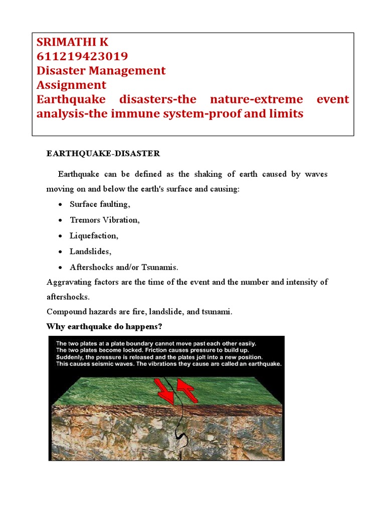 Srimathi K 611219423019 Disaster Management Assignment Earthquake ...