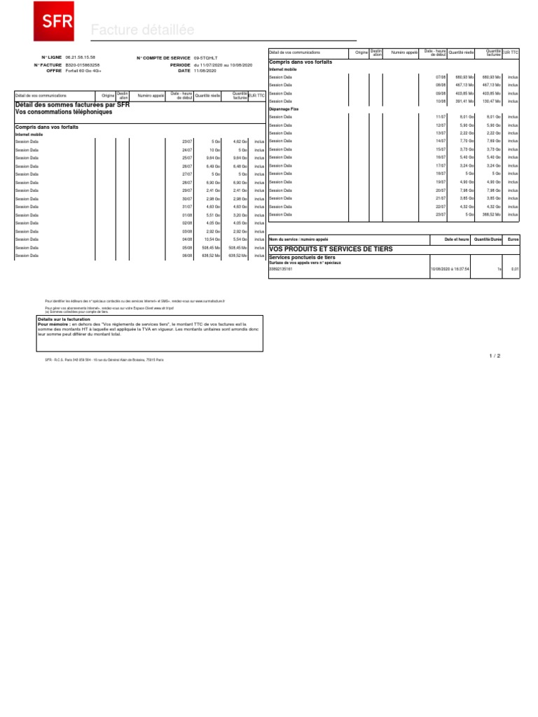 SFR Facture Detail B320 015863258 PDF | PDF | Science | Science et ...