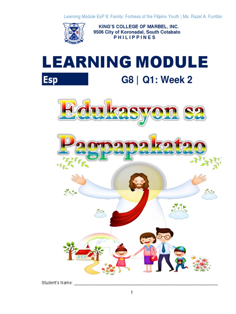 EsP 8: Family Values and Unity Module | PDF | Goal | Learning