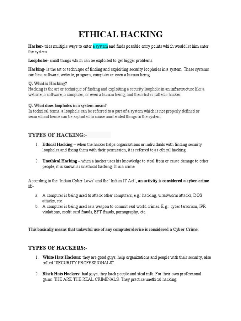 Ethical | PDF | Security Hacker | White Hat (Computer Security)