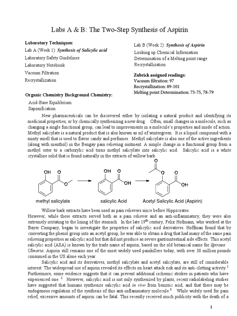 Two-Step Synthesis of Aspirin Lab | PDF | Aspirin | Solubility