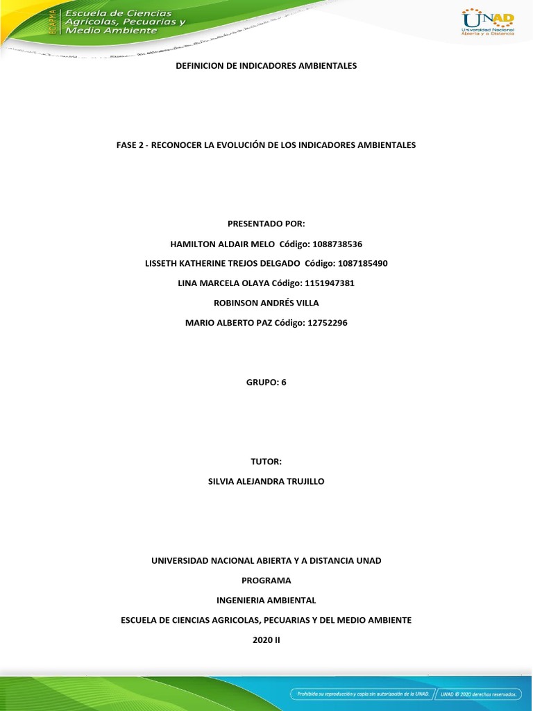 Fase - 2 - Grupo - 6 - Reconocer La Evolución de Los Indicadores Ambientales | PDF | Desarrollo ...
