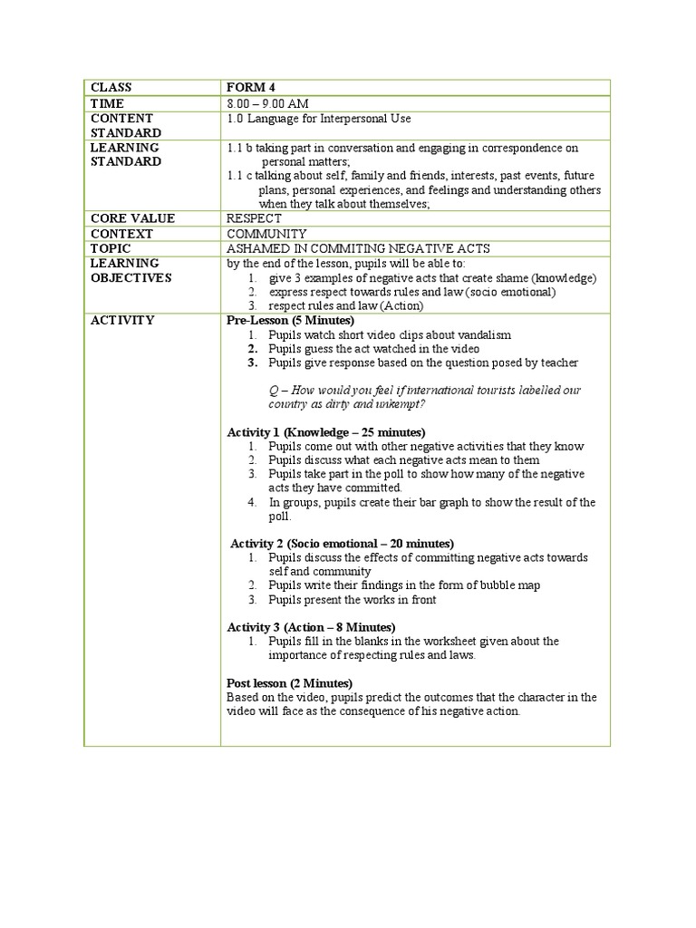 LP Sivik Form 4 Respect | PDF | Semiotics | Action (Philosophy)