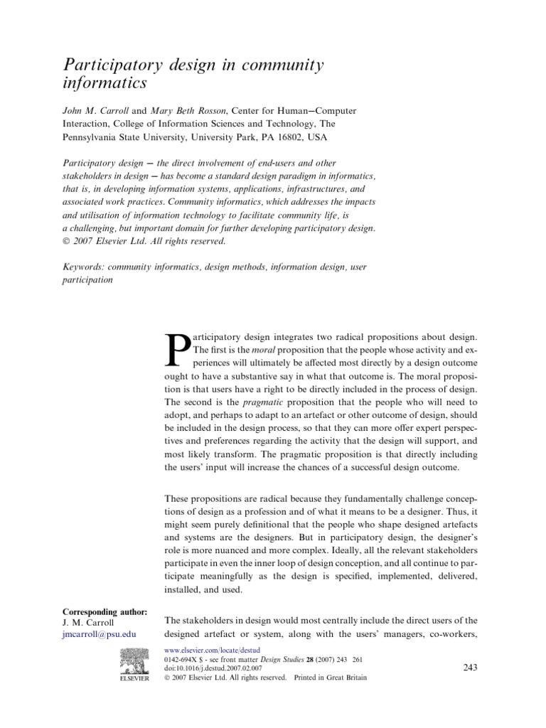 Participatory Design in Community Informatics | PDF | Community | Design