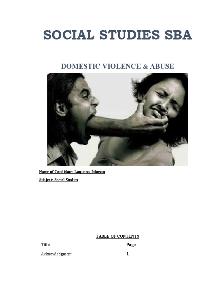 Social Studies SBA | PDF | Domestic Violence | Violence