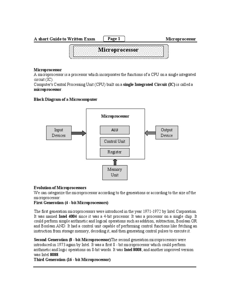 Microprocessor: A Short Guide To Written Exam Microprocessor | Download ...