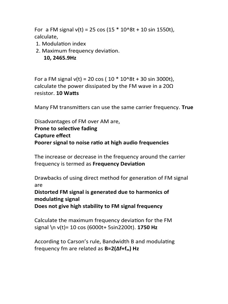 Pcom | PDF | Frequency Modulation | Bandwidth (Signal Processing)