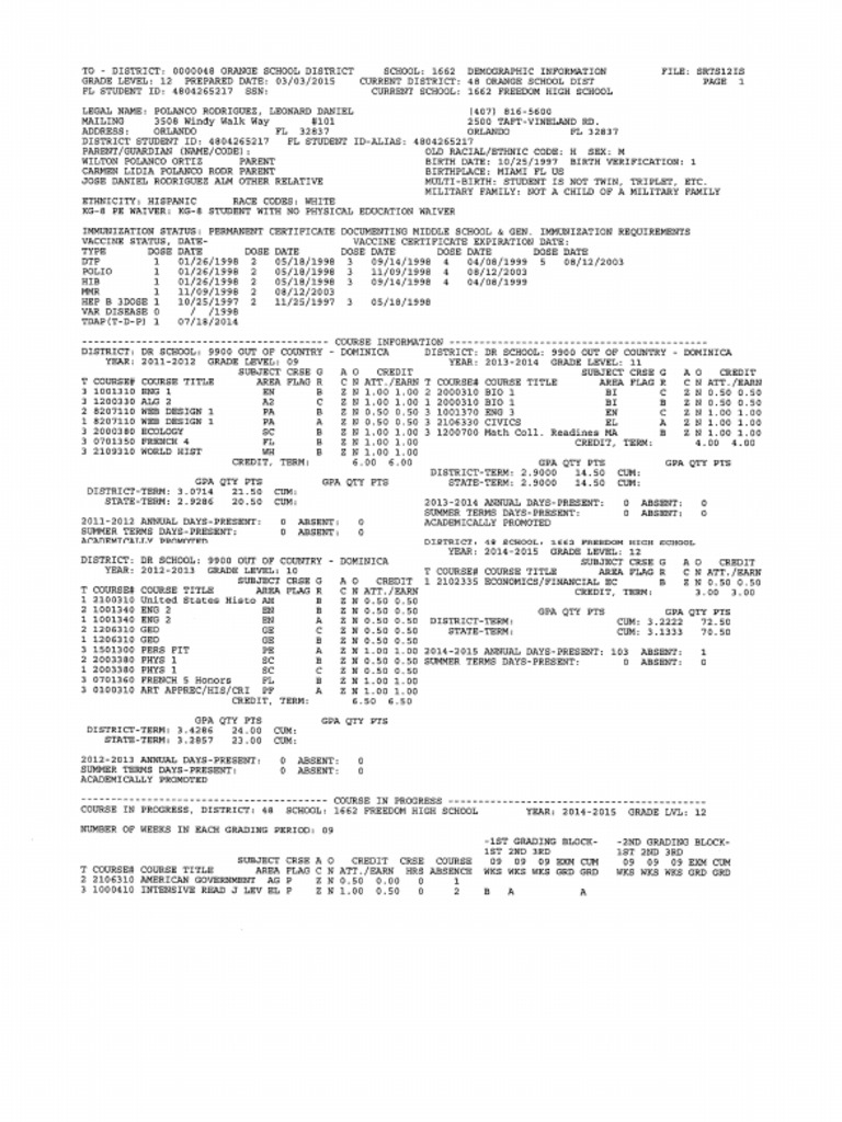Record de Notas de Bachillerato | PDF