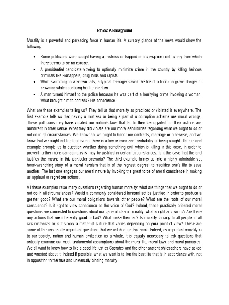 Ethics - A Background | PDF | Morality | Conscience