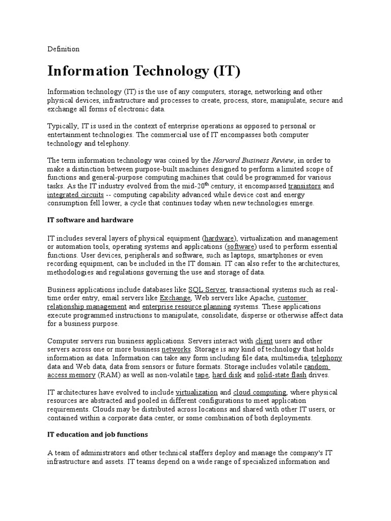 Information Technology (IT) : IT Software and Hardware | PDF ...