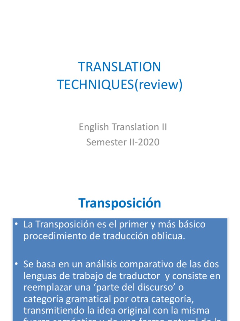 Translation Techniques Review (Complete) | PDF | Ciencia cognitiva ...