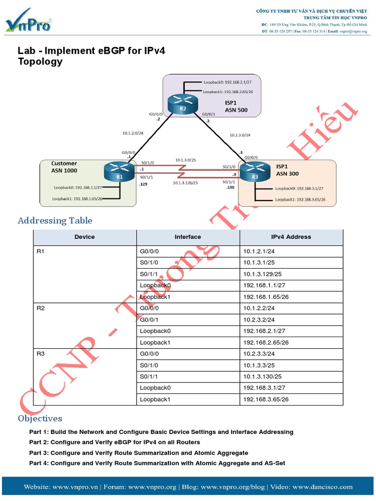 11.1.2 Lab - Implement eBGP For IPv4 | PDF | Router (Computing) | Ip Address
