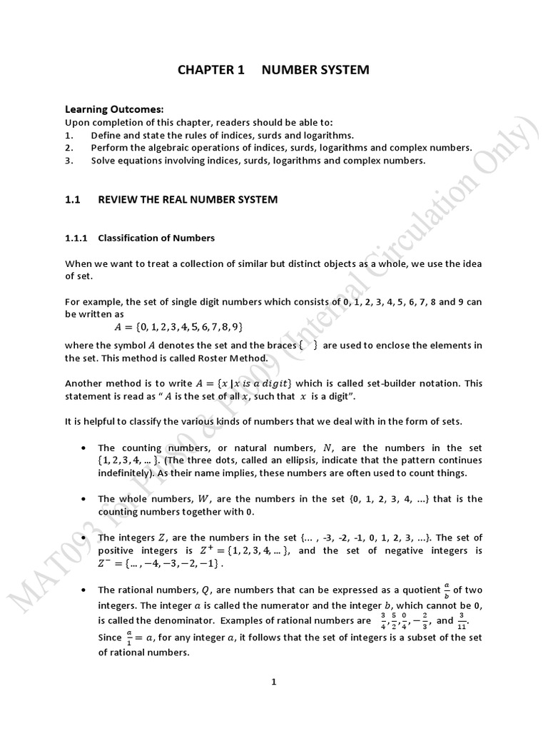 Math Chapter 1 | PDF | Complex Number | Numbers