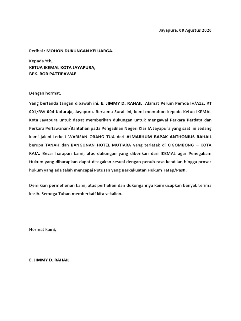 Mohon Dukungan Keluarga | PDF